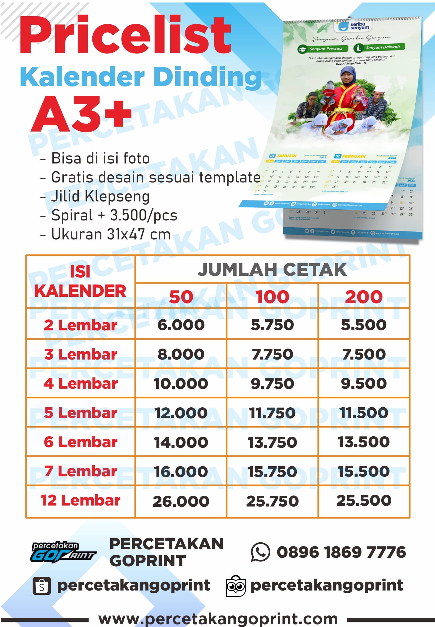 Anda butuh Cetak Kalender 2025 Terbaik & Termurah? - Percetakan GoPrint